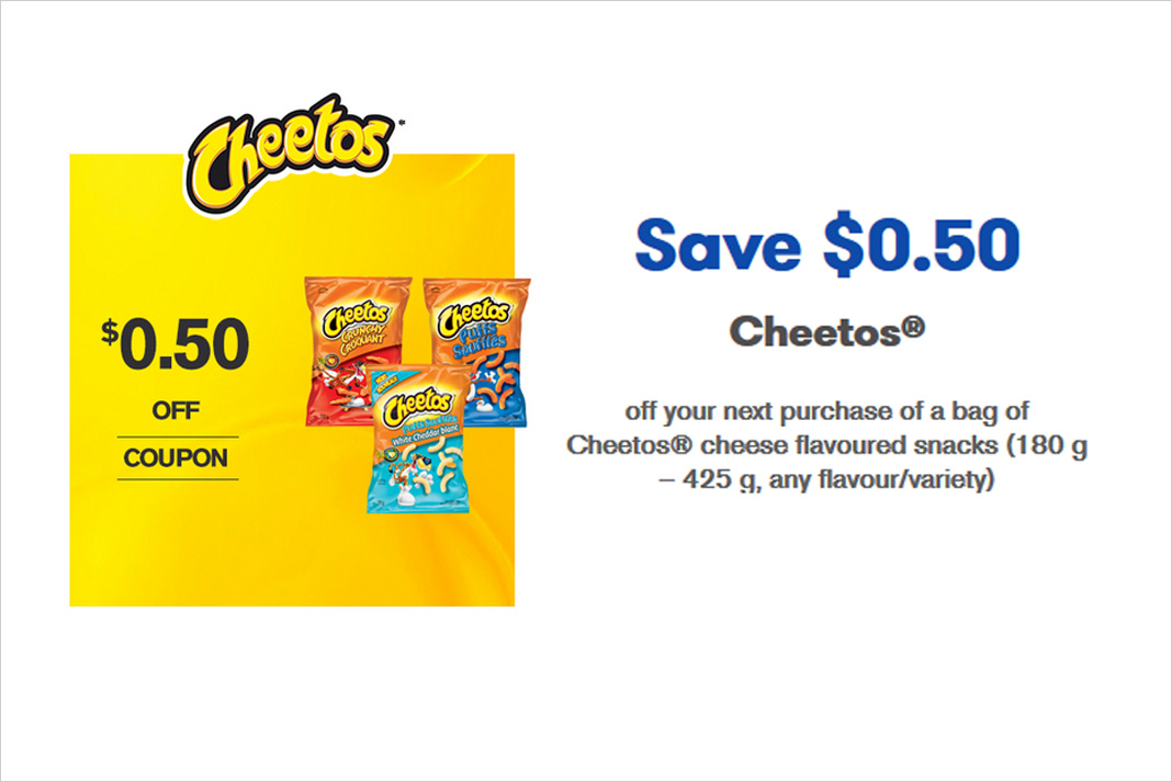Cheetos Coupons & Offers. Save $0.50 OFF on Cheetos Snacks - webSaver.ca