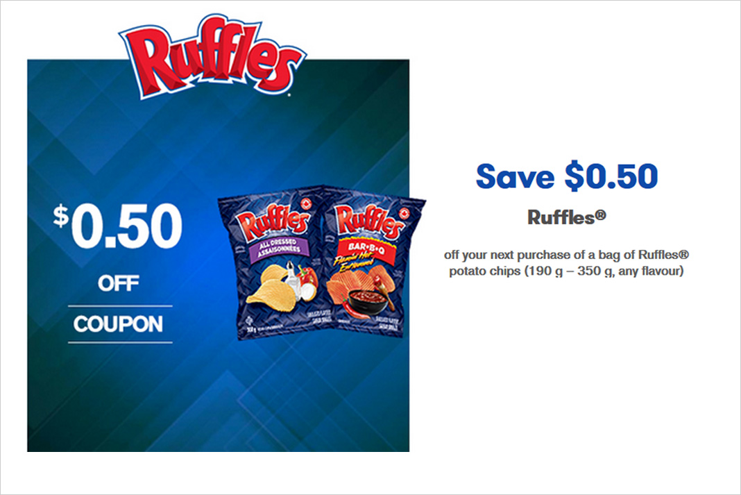 Ruffles Chips Coupons. Save $0.50 on Ruffles Chips Coupon - webSaver.ca