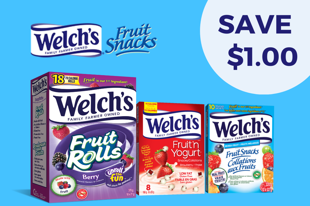 Save $1.00 on any ONE box of Welch’s Fruit Sacks - webSaver.ca